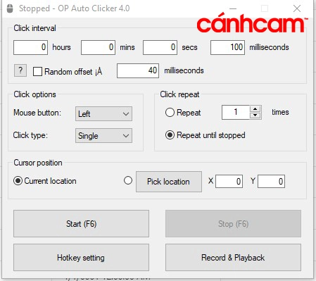Phần mềm tự động click chuột - GS Auto Clicker 4.0